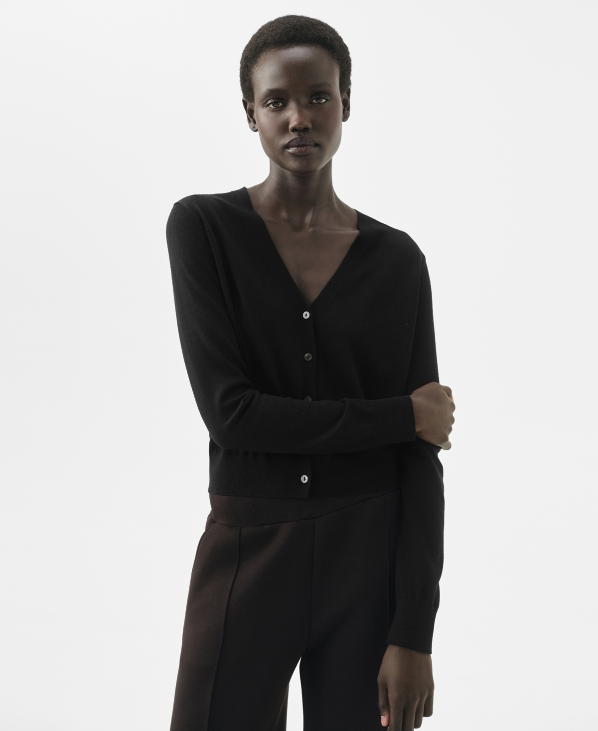 Click here for Mango Womens Wool V-Neck Cardigan - Black prices