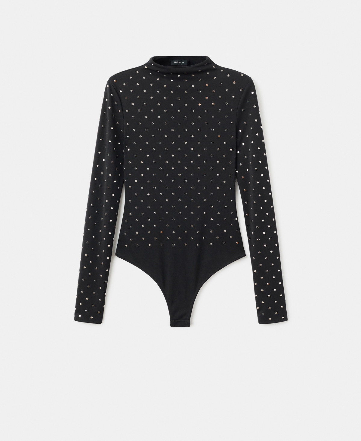 Click here for Mango Womens Long-Sleeved Crystal Bodysuit - Black prices