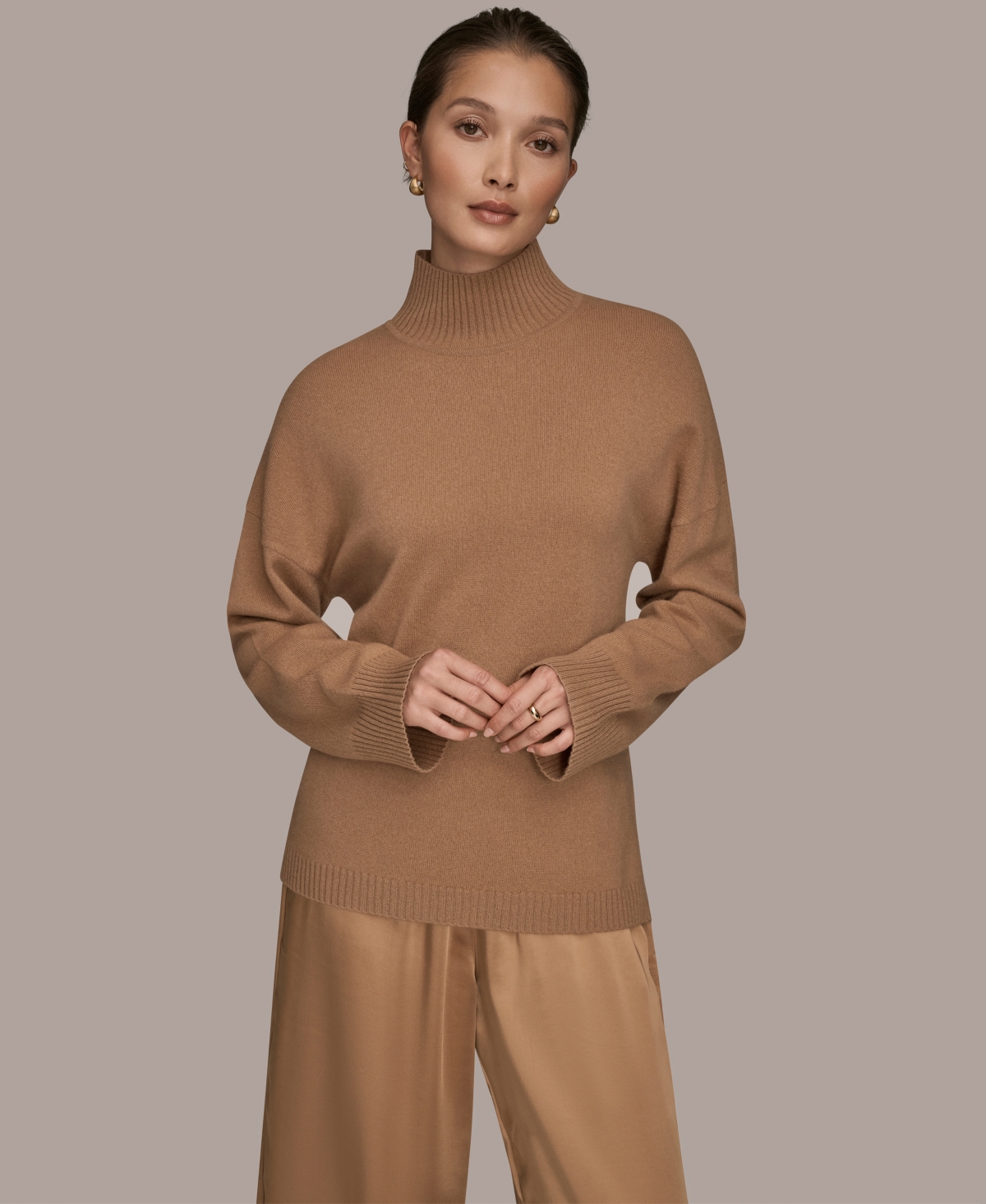 Click here for Donna Karan Weekend Womens Mock Neck Sweater - Faw... prices
