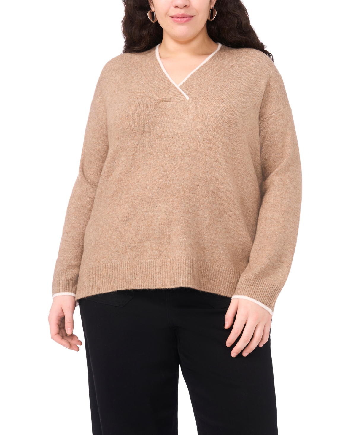 Click here for Vince Camuto Plus Size V-Neck Side Slit Sweater -... prices