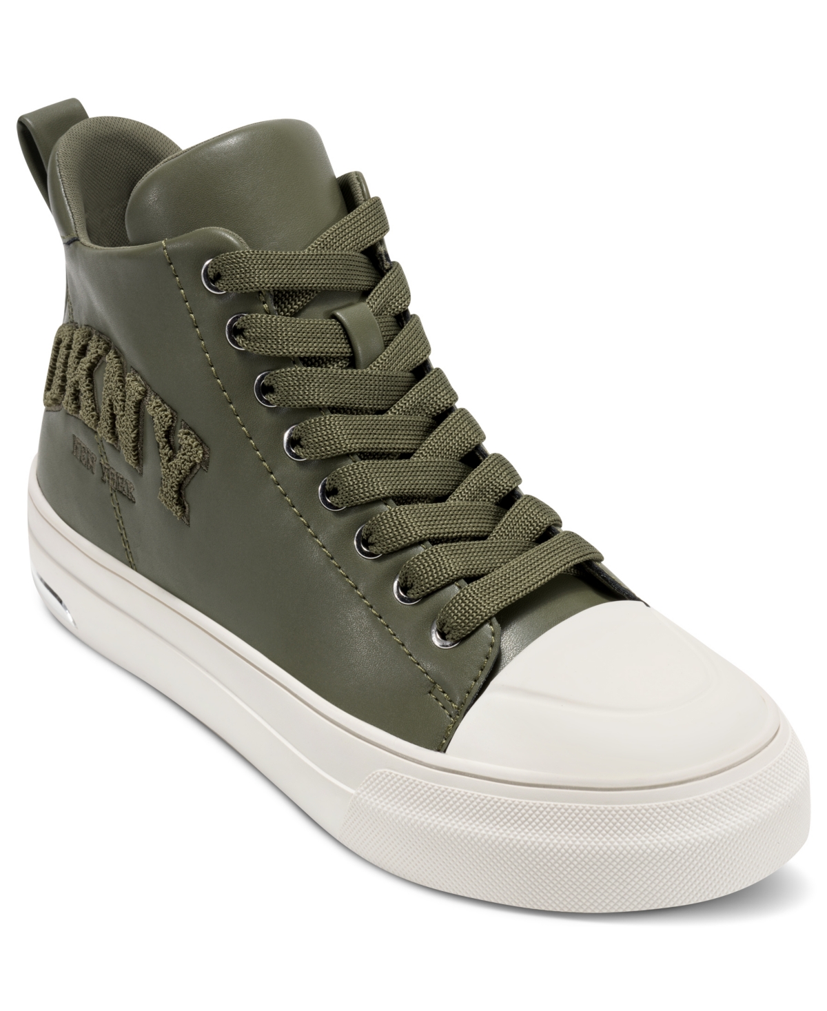 Click here for Dkny Womens Yaser Lace Up Mid Sneaker - Green prices