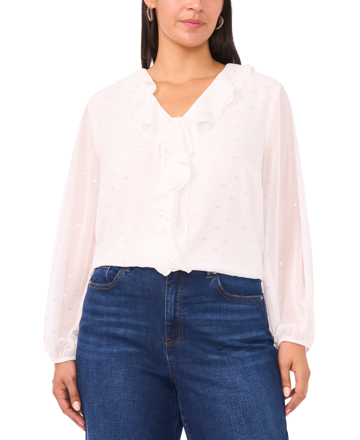 Click here for Vince Camuto Plus Size Ruffle Front Long Sleeve To... prices