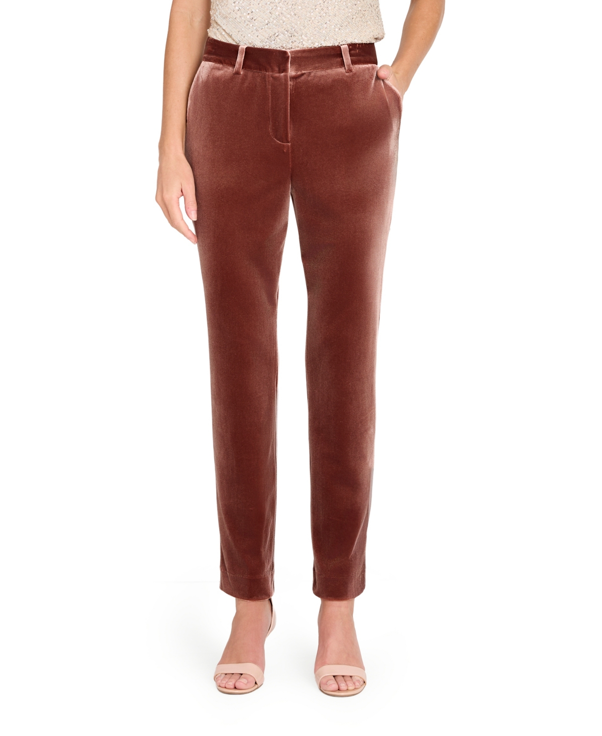Click here for Tahari Asl Womens Ankle-Length Velvet Pants - Sabl... prices