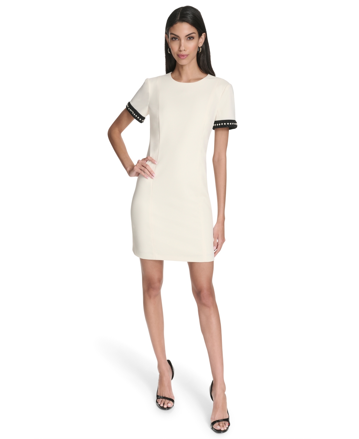 Click here for Halston Womens Crewneck Mini Dress - Vanilla prices