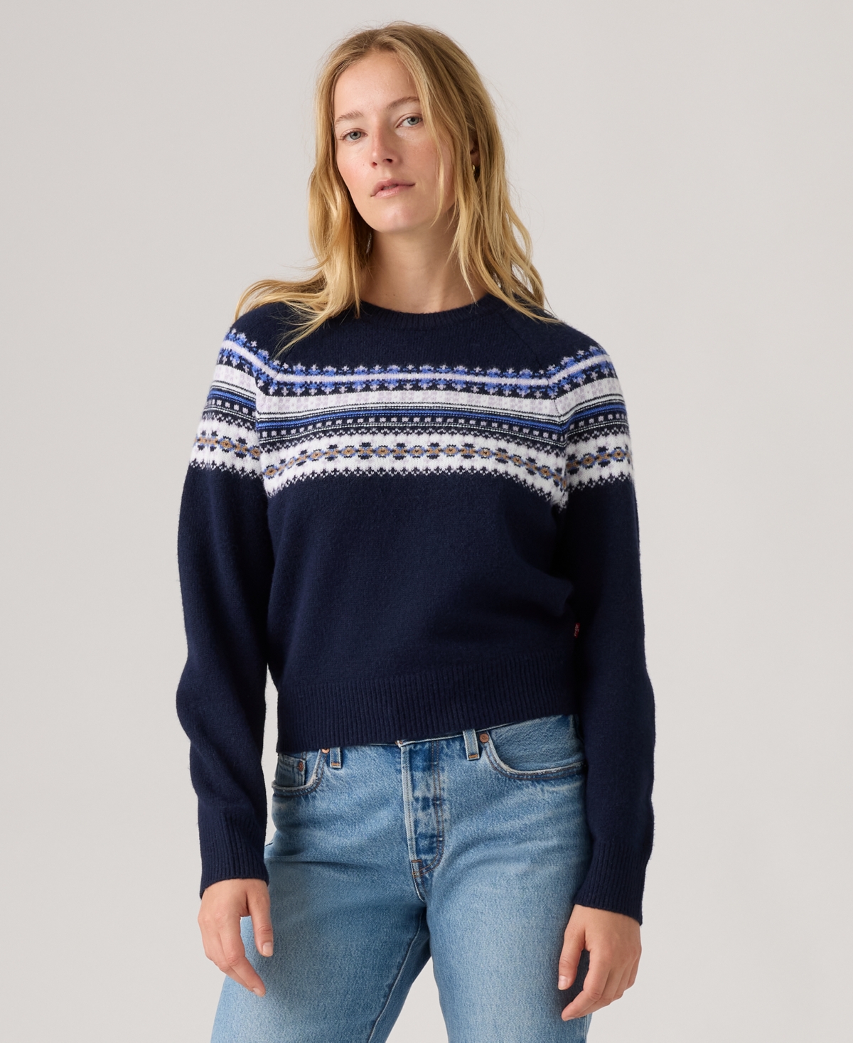 Click here for Levis Womens Lou Fair Isle Crewneck Sweater - Navy prices