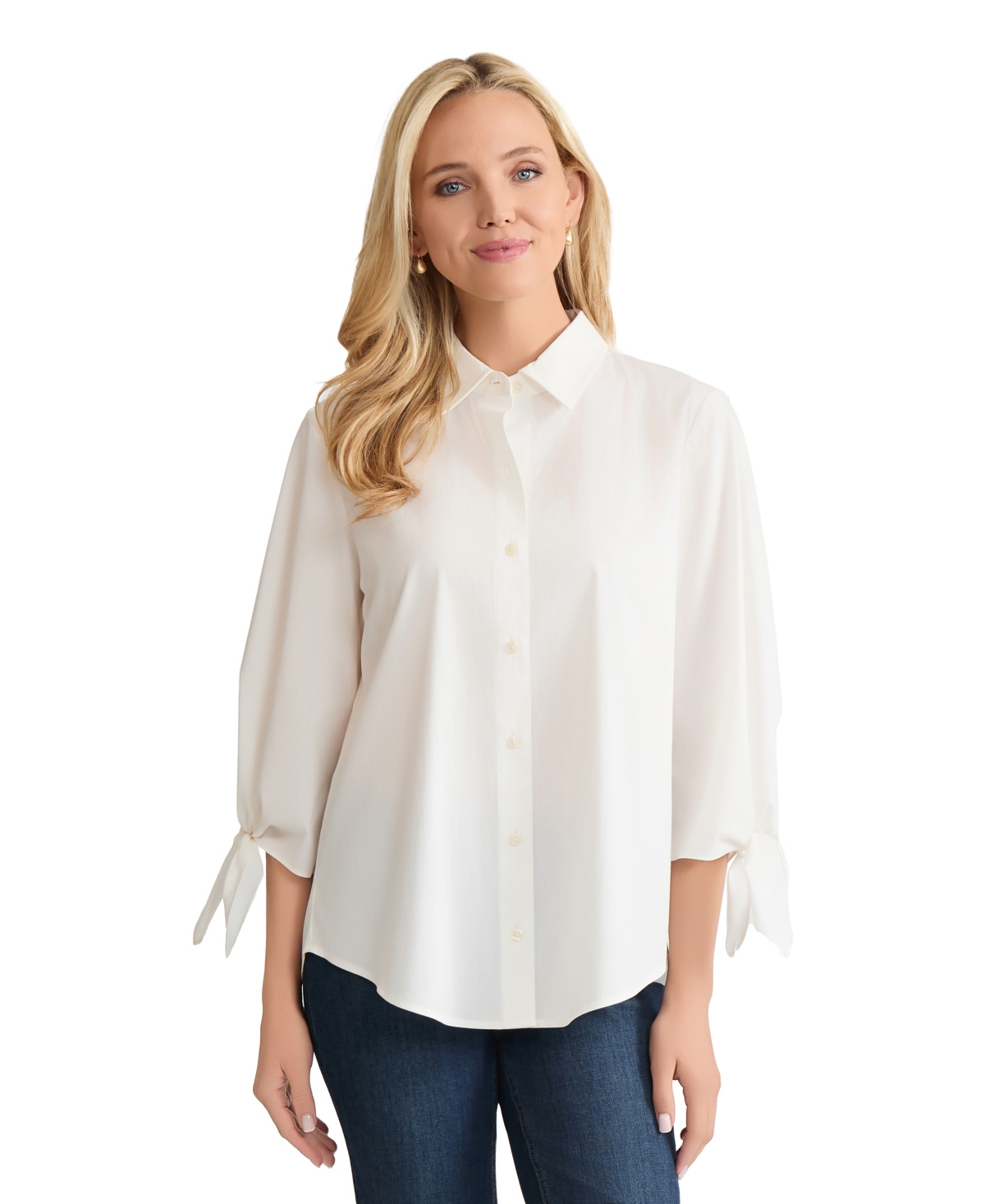 Click here for Jones New York Womens Tie Sleeve Collar Top - NYC... prices