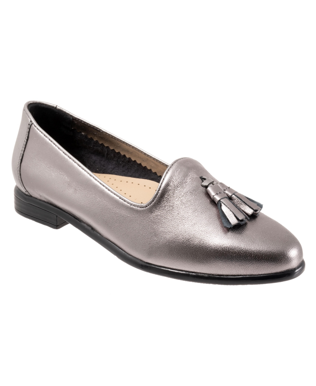 Click here for Trotters Liz Tassel Flat - Pewter prices