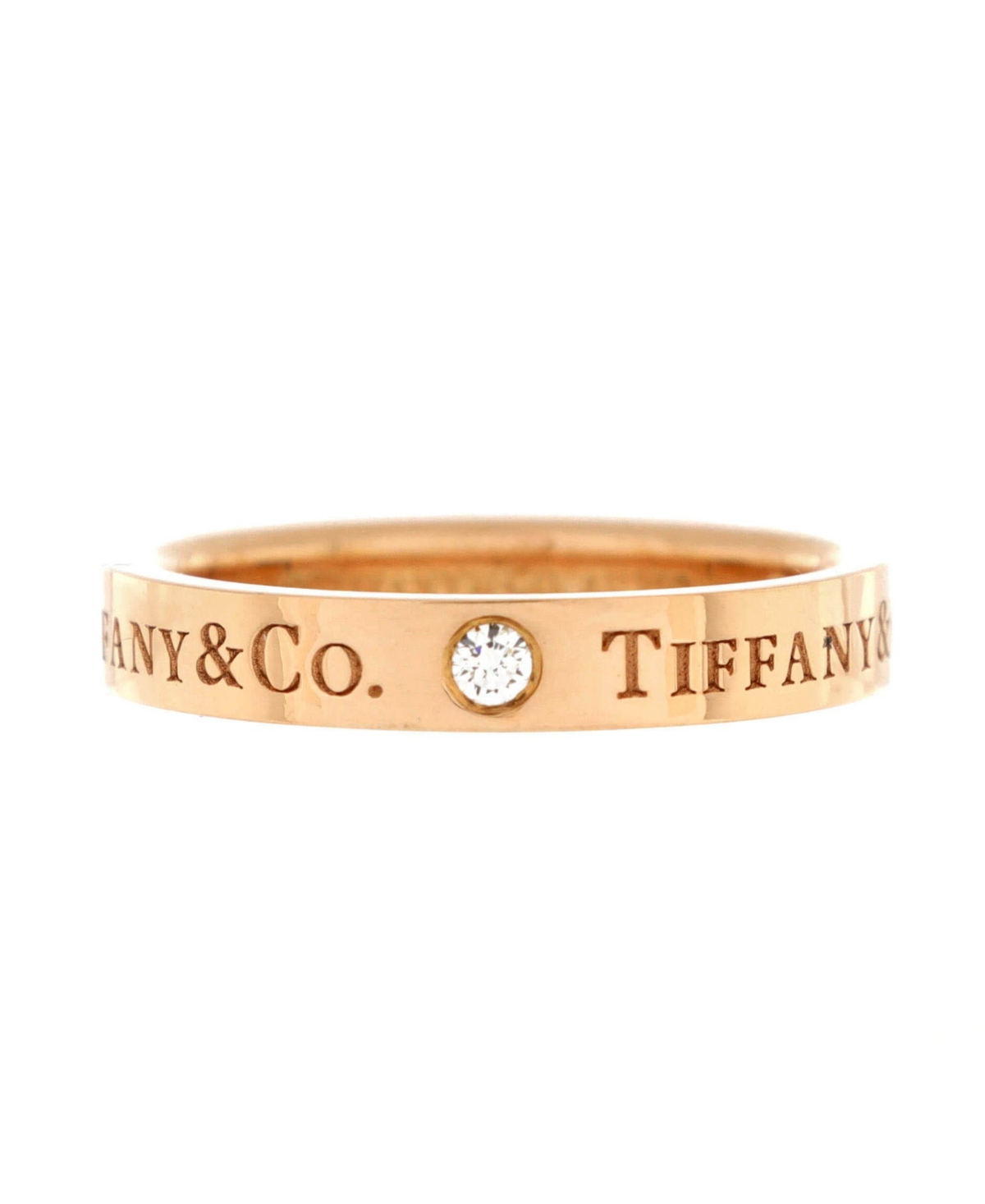 Click here for Pre-Owned Tiffany & Co Logo Band Ring - 18k rose g... prices