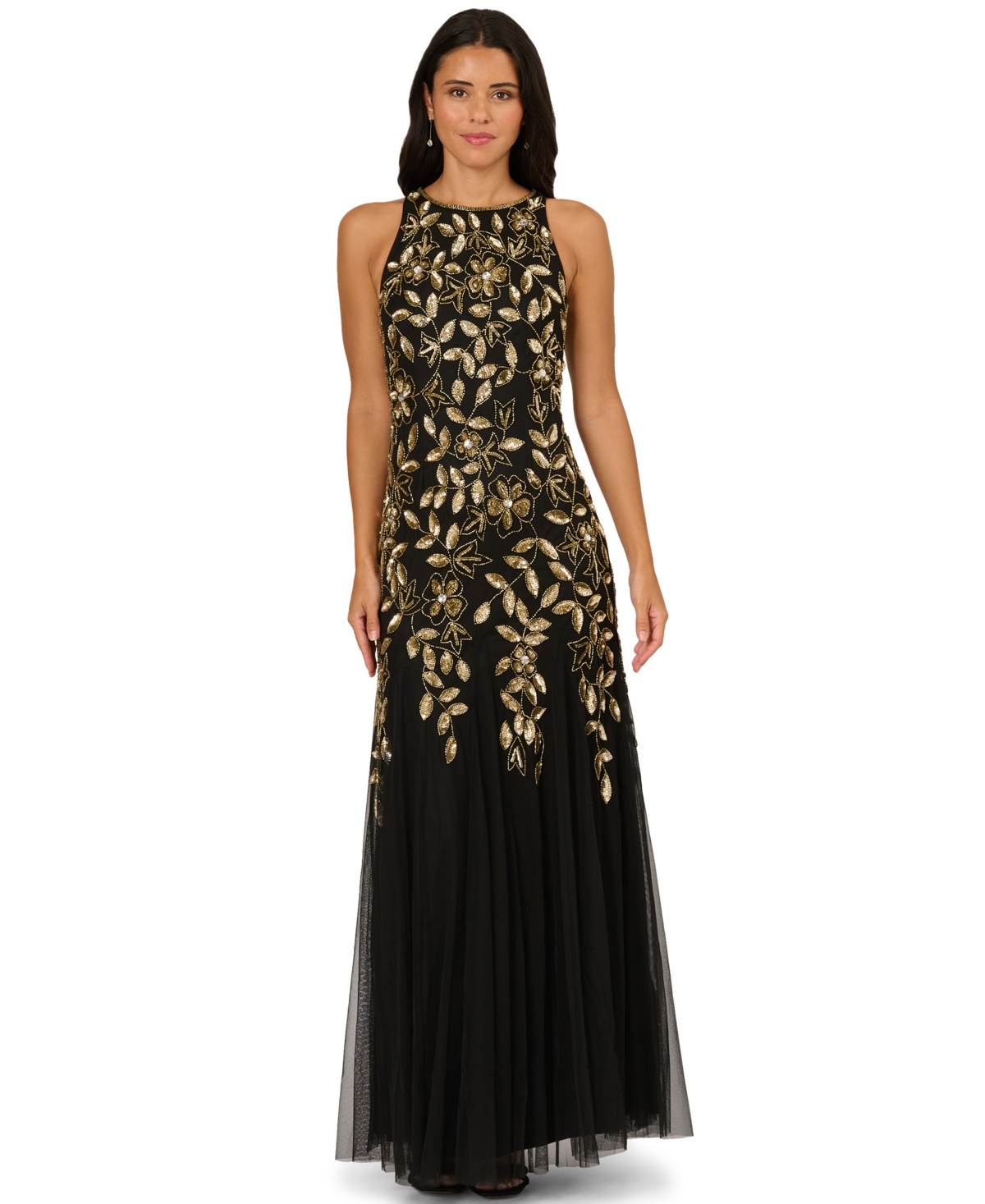 Click here for Adrianna Papell Womens Halter Neck Beaded Dress -... prices