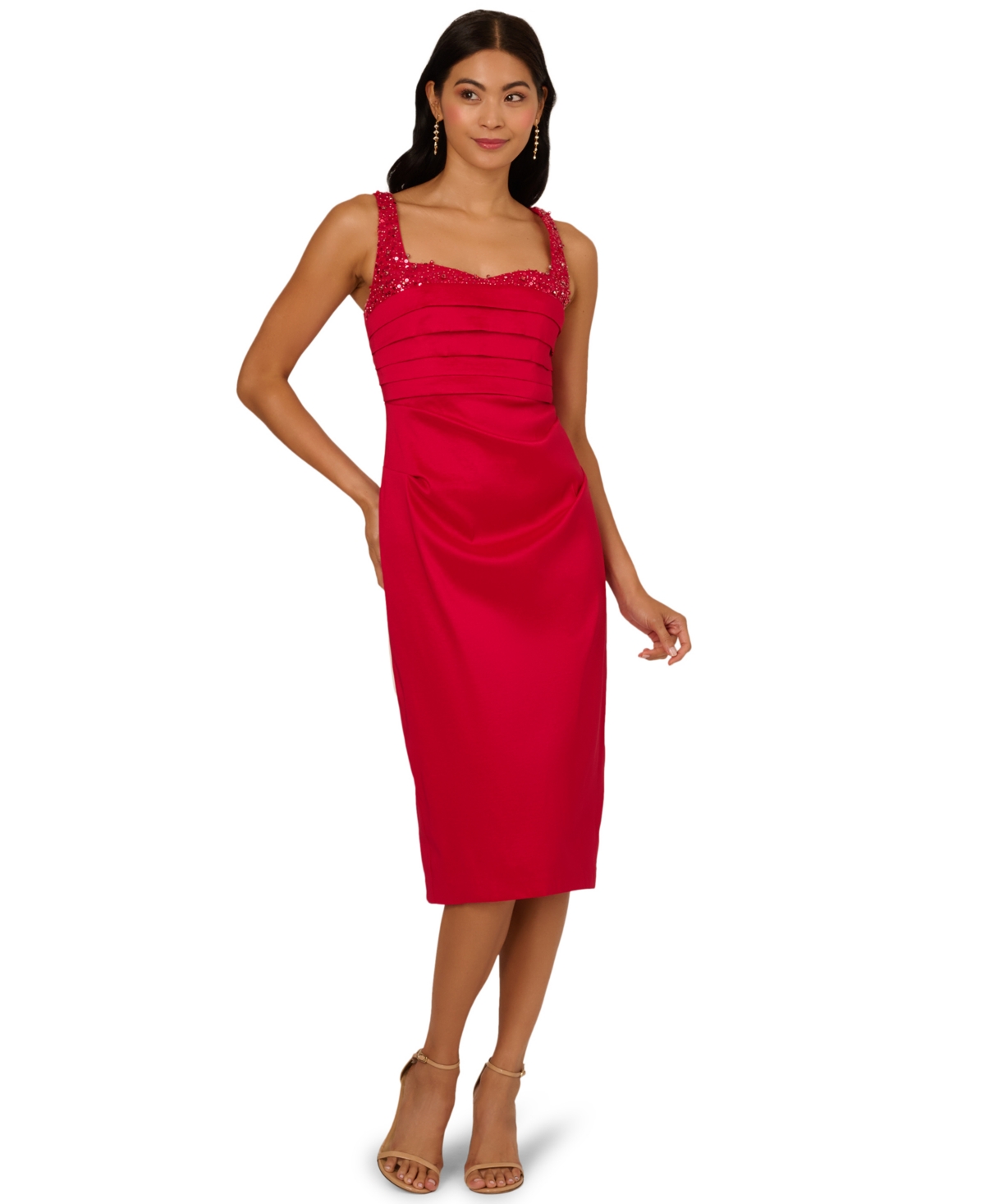 Click here for Adrianna Papell Womens Beaded Sleeveless Dress - R... prices