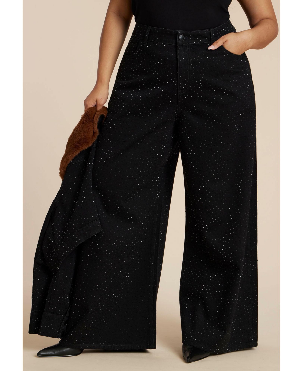Click here for Eloquii Womens Embellished Rhinestone Jeans - Blac... prices
