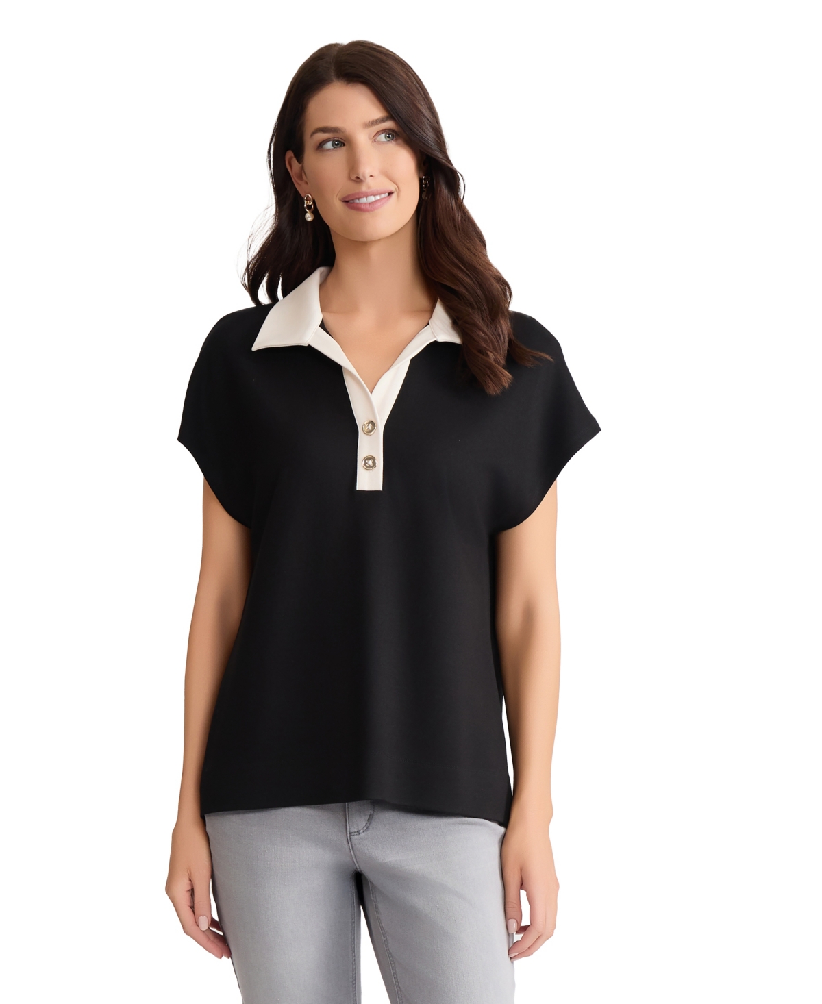 Click here for Jones New York Womens Extended Shoulders Polo T-Sh... prices