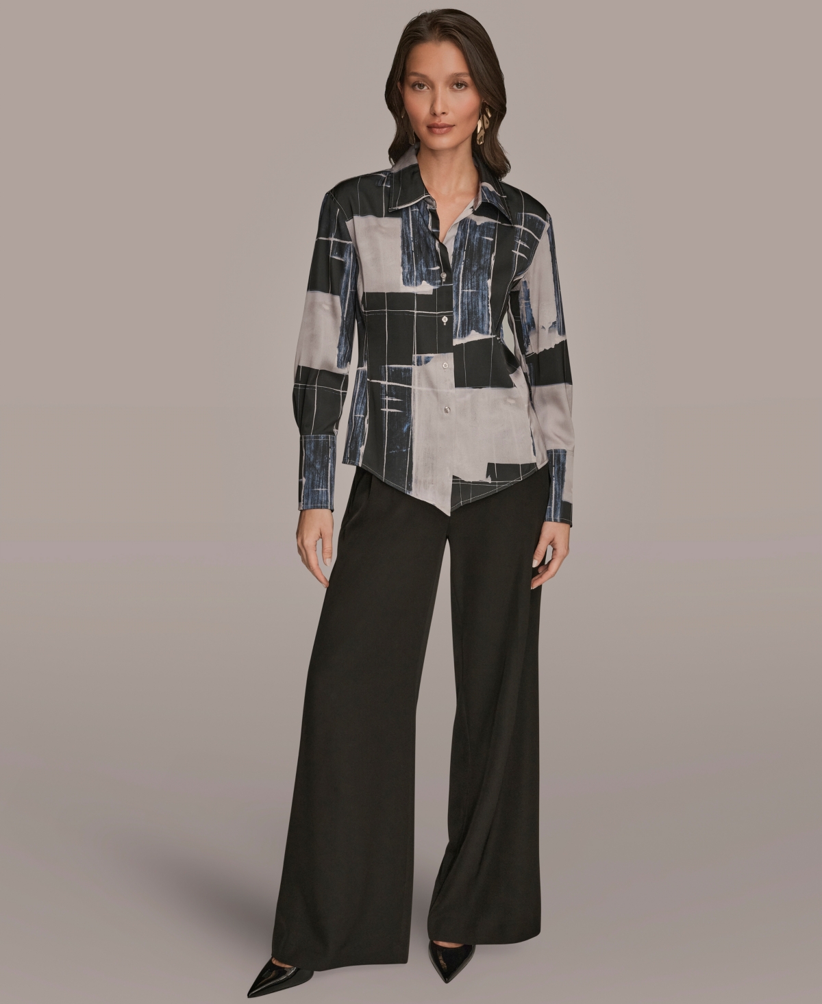 Click here for Donna Karan New York Petite Long-Sleeve Printed Bl... prices