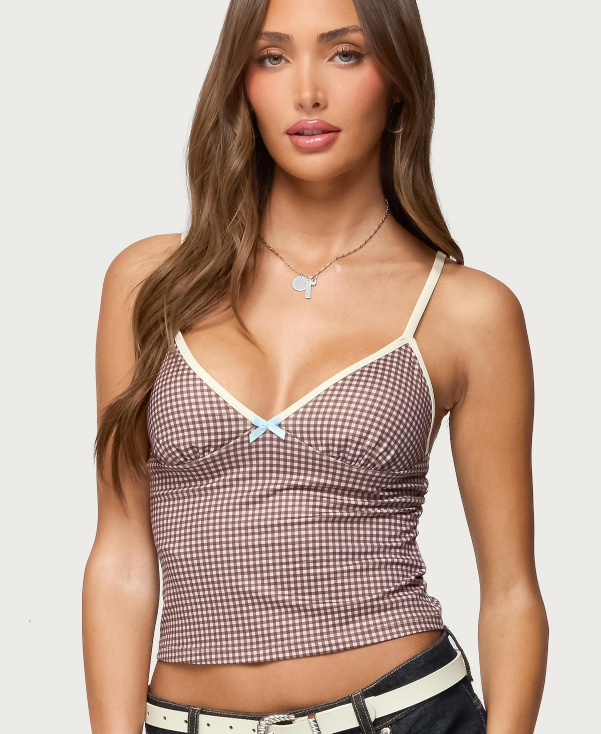 Click here for Edikted Womens Bettie Contrast Gingham Tank Top -... prices