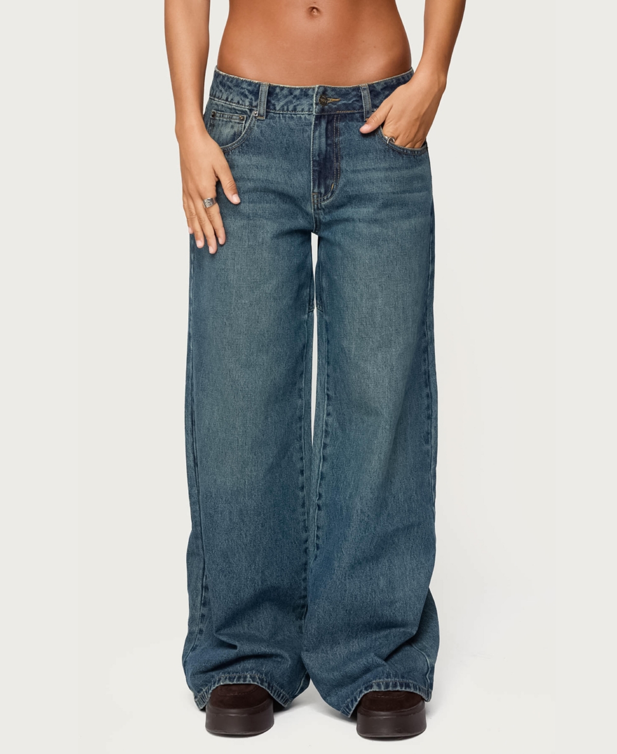 Click here for Edikted Womens Heartly Low Rise Straight Leg Jeans... prices