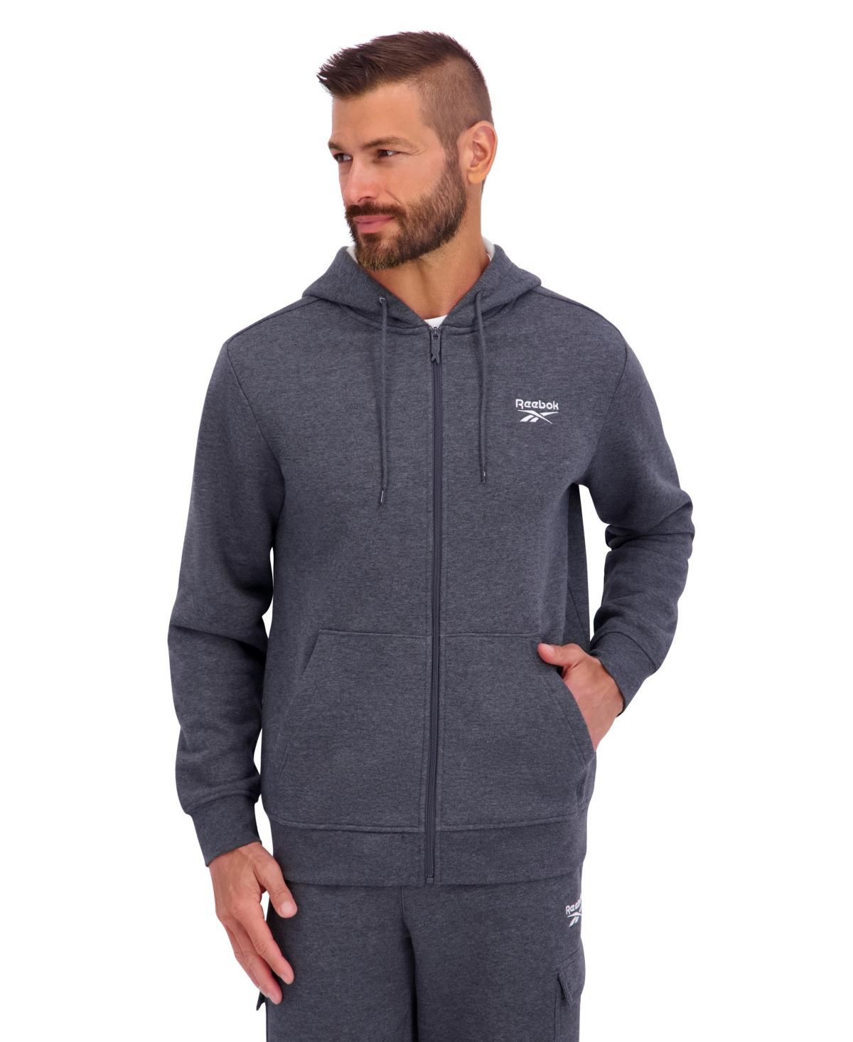 Click here for Reebok Mens Regular Fit Long-Sleeve Hoodie - Charc... prices