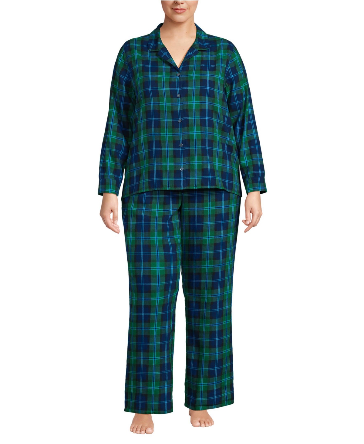 Click here for Lands End Plus Size Flannel 2 Piece Pajama Set - L... prices