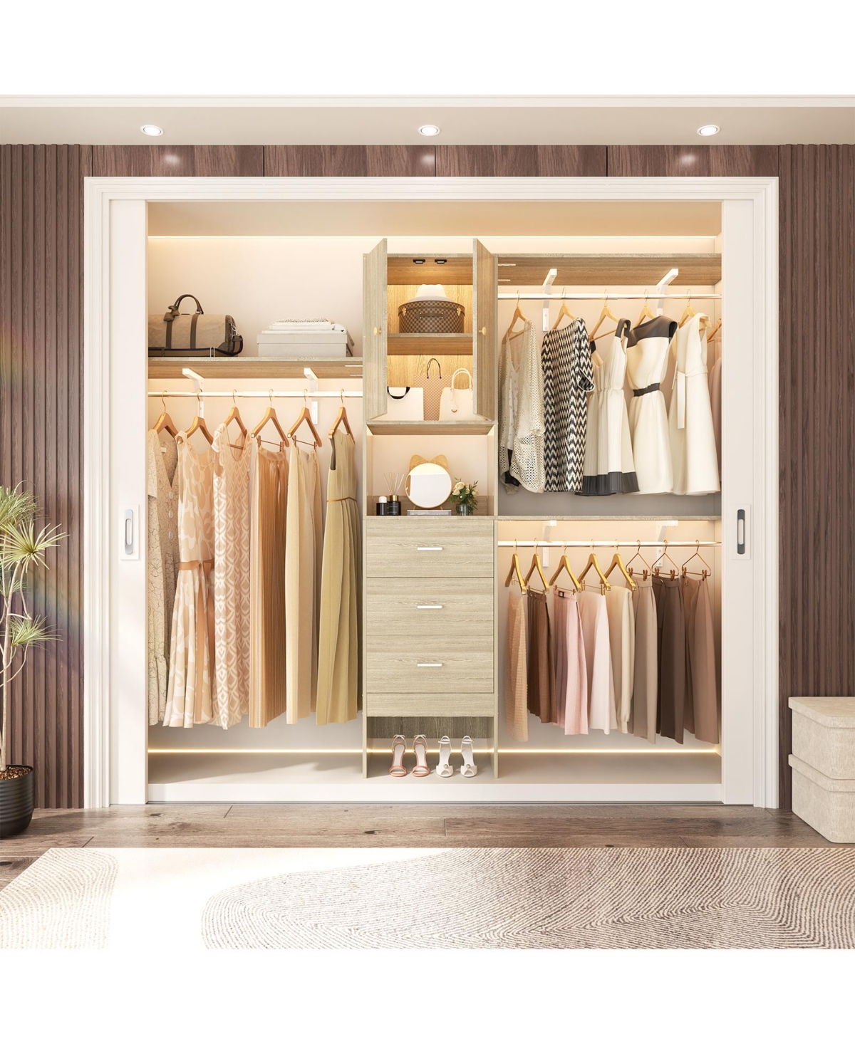 Click here for Aheaplus 96 Closet Organizer System with 3 Wood Dr... prices