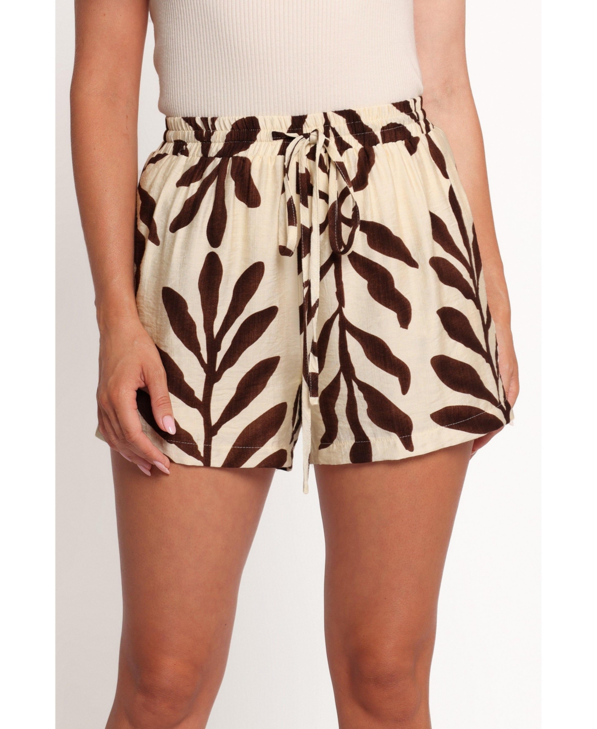 Click here for Petal and Pup Womens July Shorts - Brown Palm - Br... prices