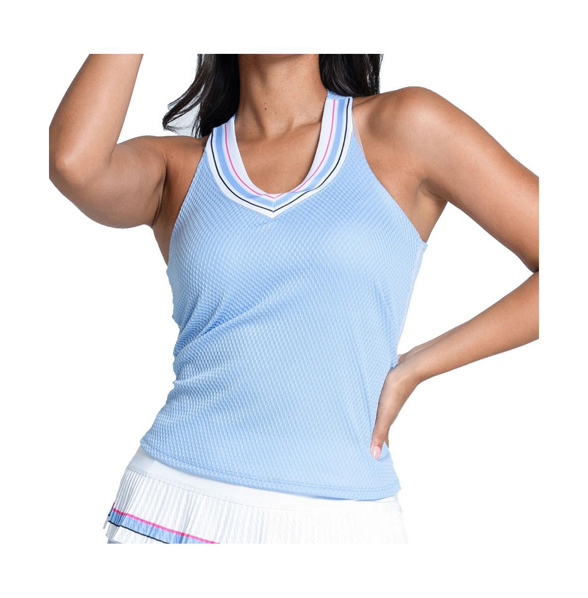 Click here for Lucky In Love Womens Blue Streak Tennis Tank - Pow... prices