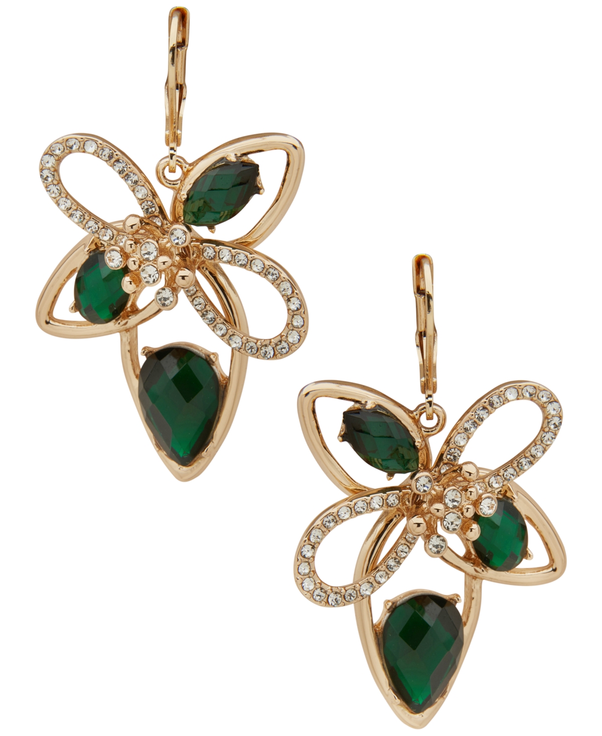 Click here for Anne Klein Jet Stone Floral Drop Earrings - Green prices