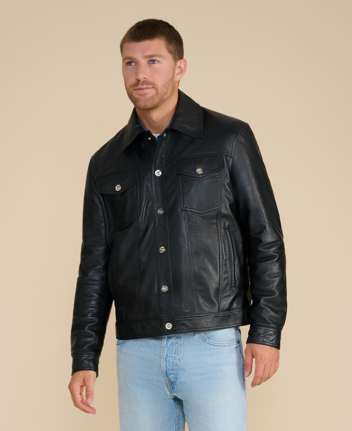 Click here for Mens Leather Jacket  Black  Created for Macys - Bl... prices