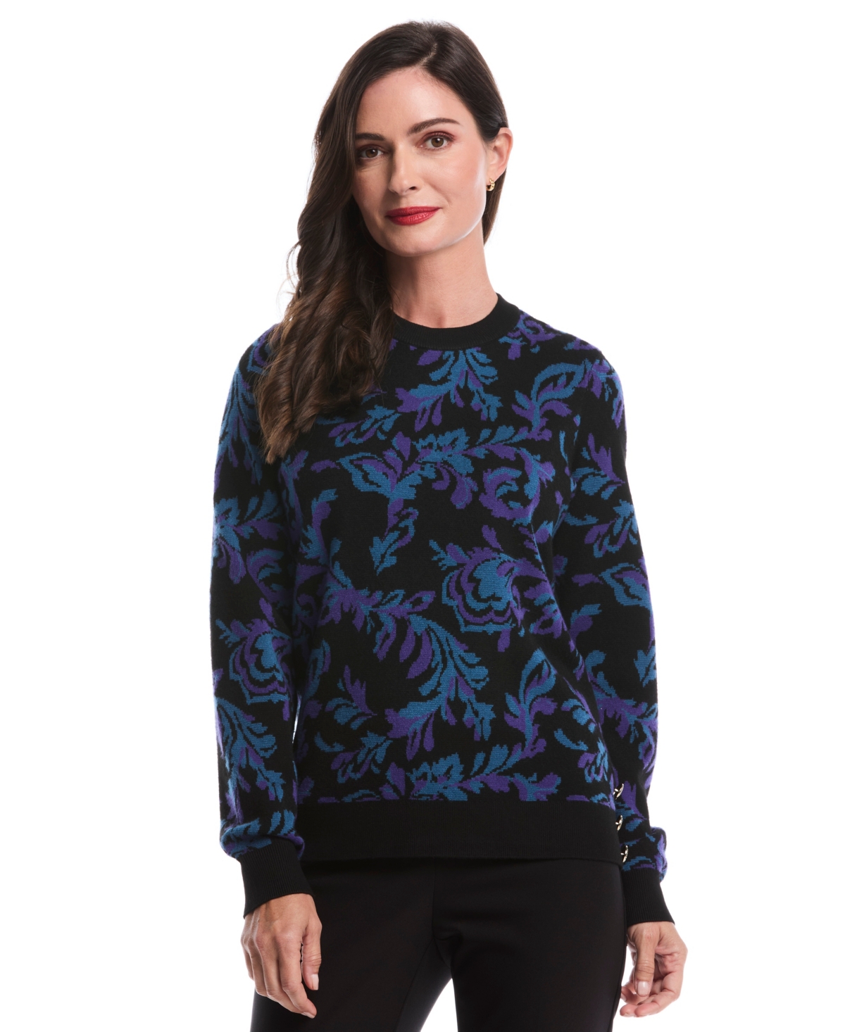Click here for Rafaella Petite Scrolls Print Crew Neck Novelty Lo... prices