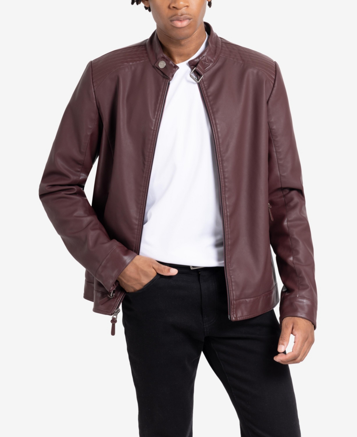 Click here for Xray Mens Pu Racer Jacket With Faux Shearling Lini... prices