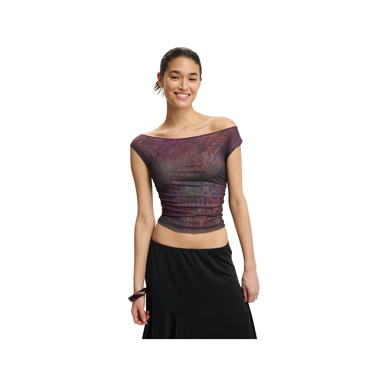 Click here for Cotton On Womens Gathered Mesh Off Shoulder Top -... prices