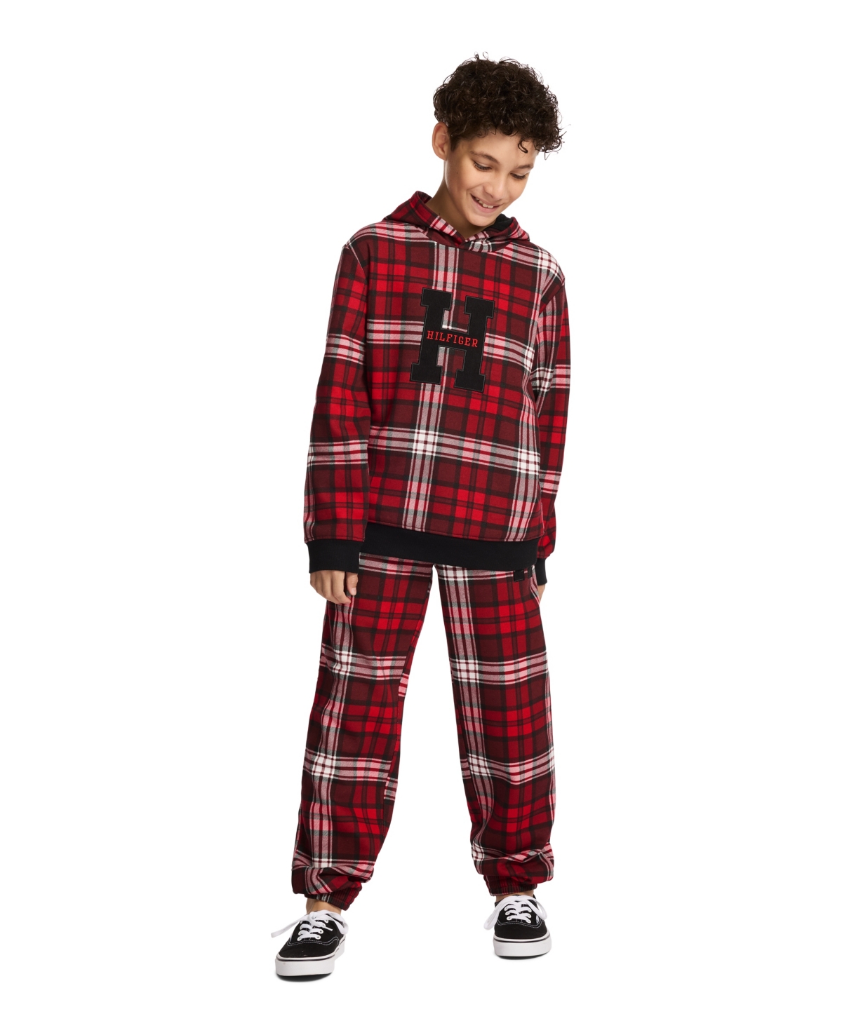 Click here for Tommy Hilfiger Boys 8-20 Plaid Monogram Applique S... prices