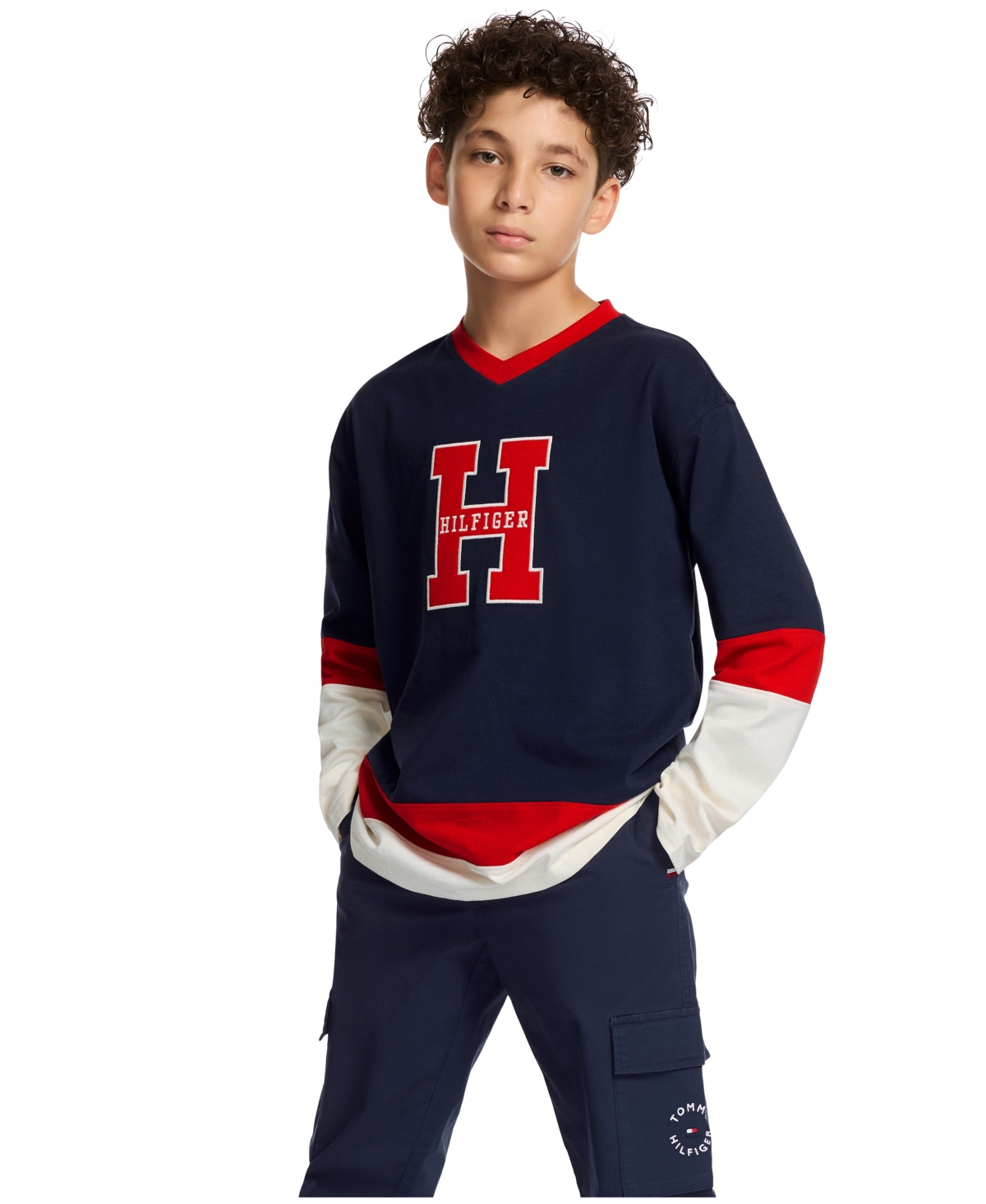 Click here for Tommy Hilfiger Big Boys 8-20 H Team Jersey - Navy... prices
