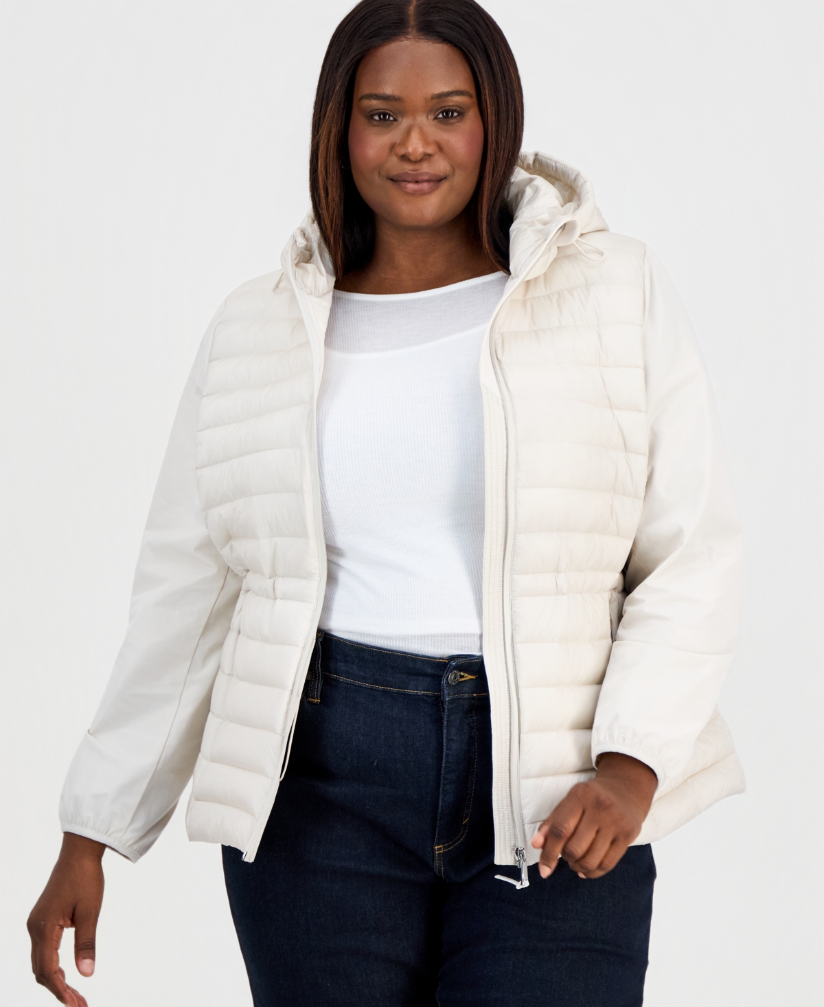 Click here for Calvin Klein Plus Size Mixed-Media Packable Coat -... prices