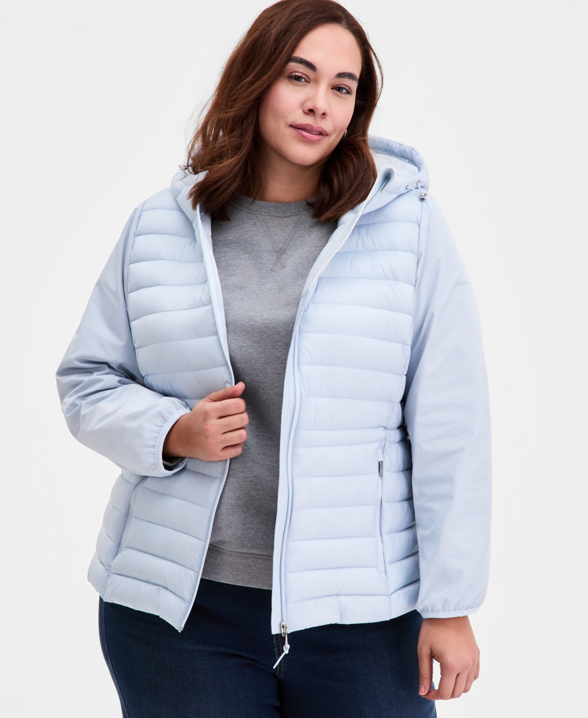 Click here for Calvin Klein Plus Size Mixed-Media Packable Coat -... prices