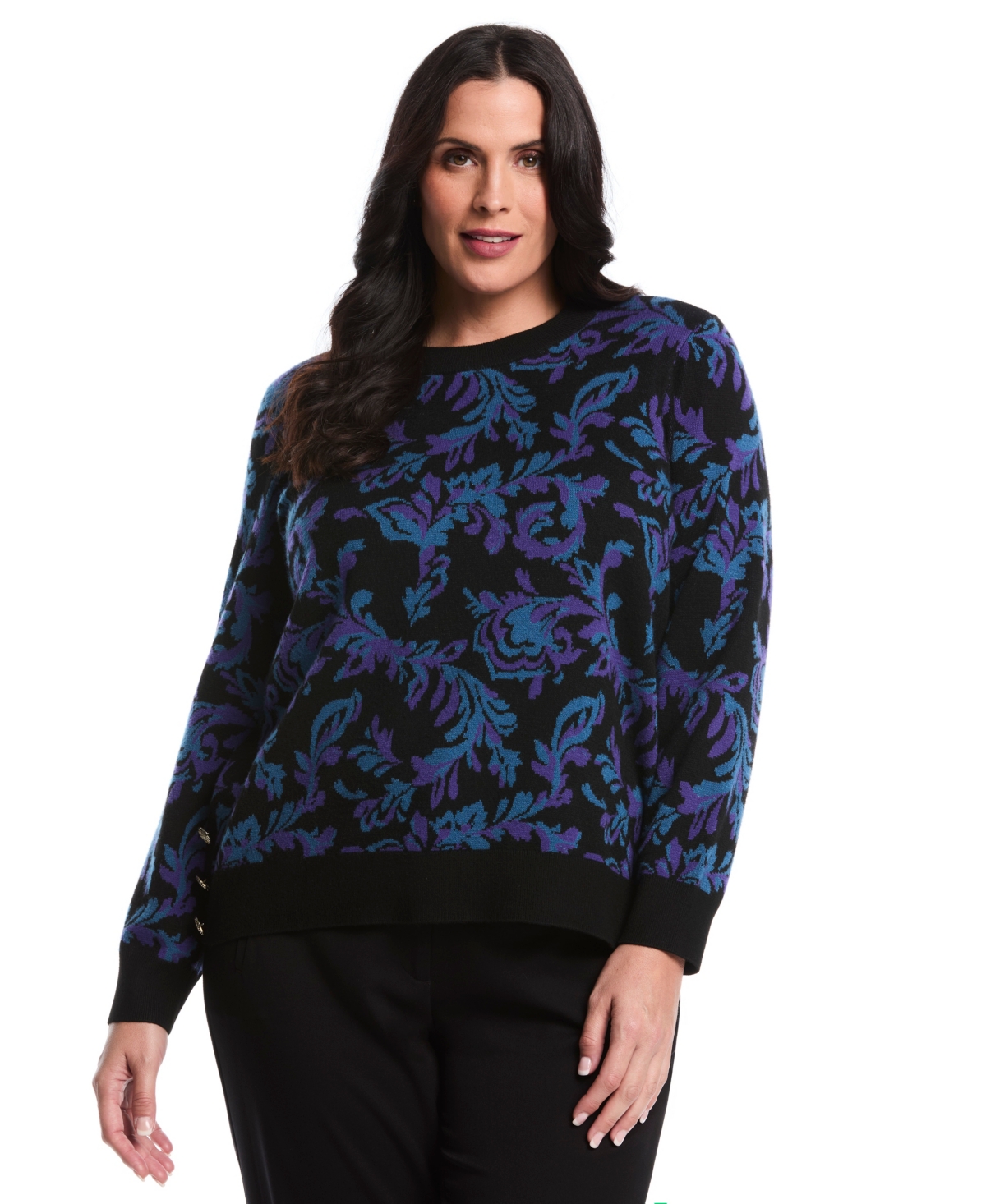 Click here for Rafaella Plus Size Long Sleeve Sweater - Deep Blue prices