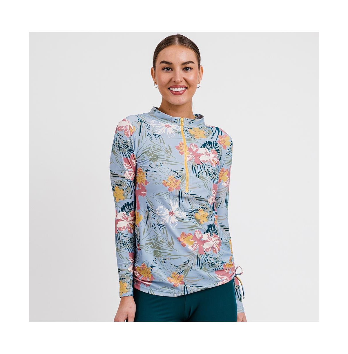 Click here for Calypsa Plus Size Half-Zip Nora Swim Top - Hawaiia... prices