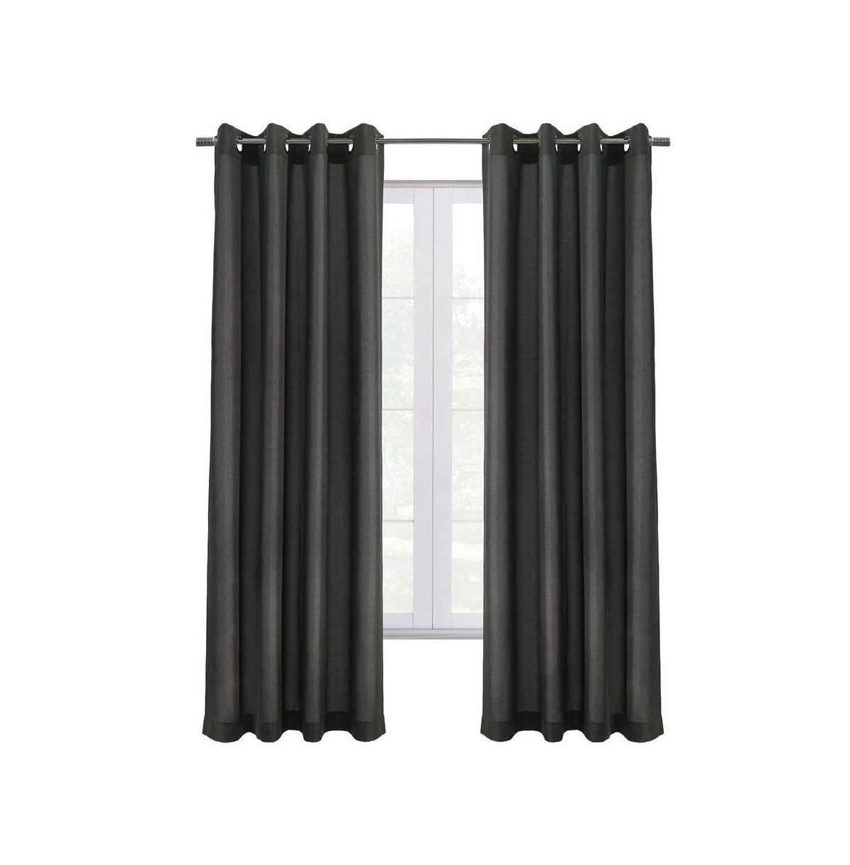 Commonwealth Edison Grommet Dressing Window Curtain Panel - 52"x95"  Charcoal - Charcoal