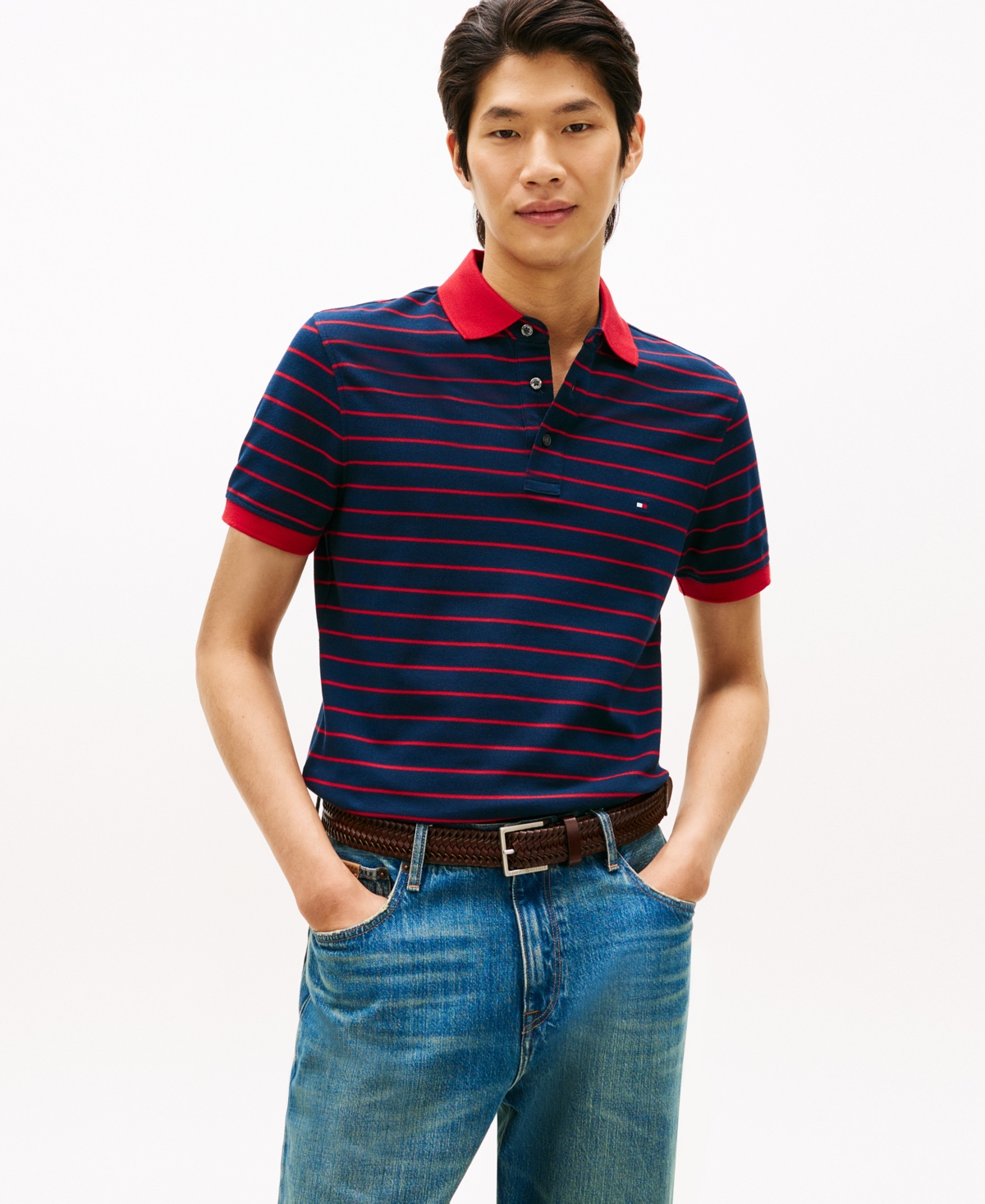 Click here for Tommy Hilfiger Mens 1985 Slim Fit Polo Shirt - Dar... prices