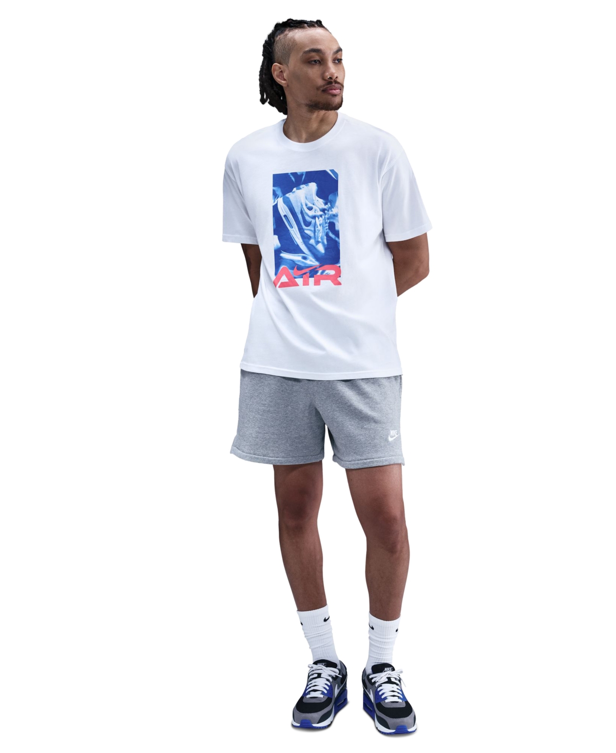 Click here for Nike Mens Sportswear Loose-Fit T-Shirt - White prices