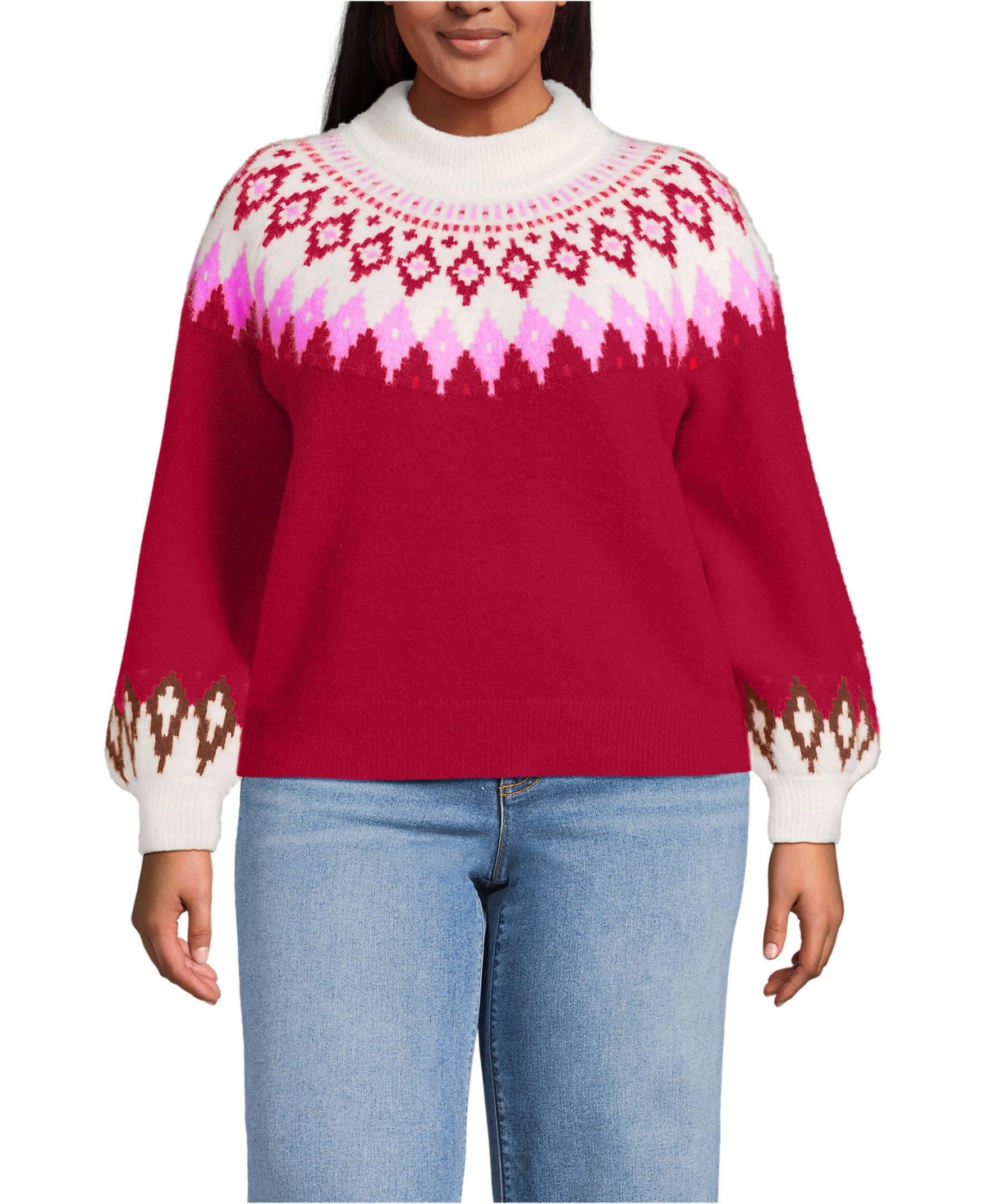 Click here for Lands End Plus Size Fuzzy Turtleneck Lantern Sleev... prices