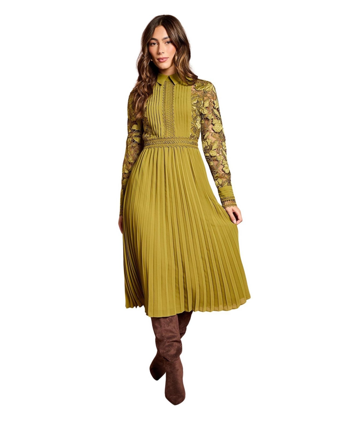 Click here for Coast Womens Long Sleeve Midi Shirt Dress - Olive prices