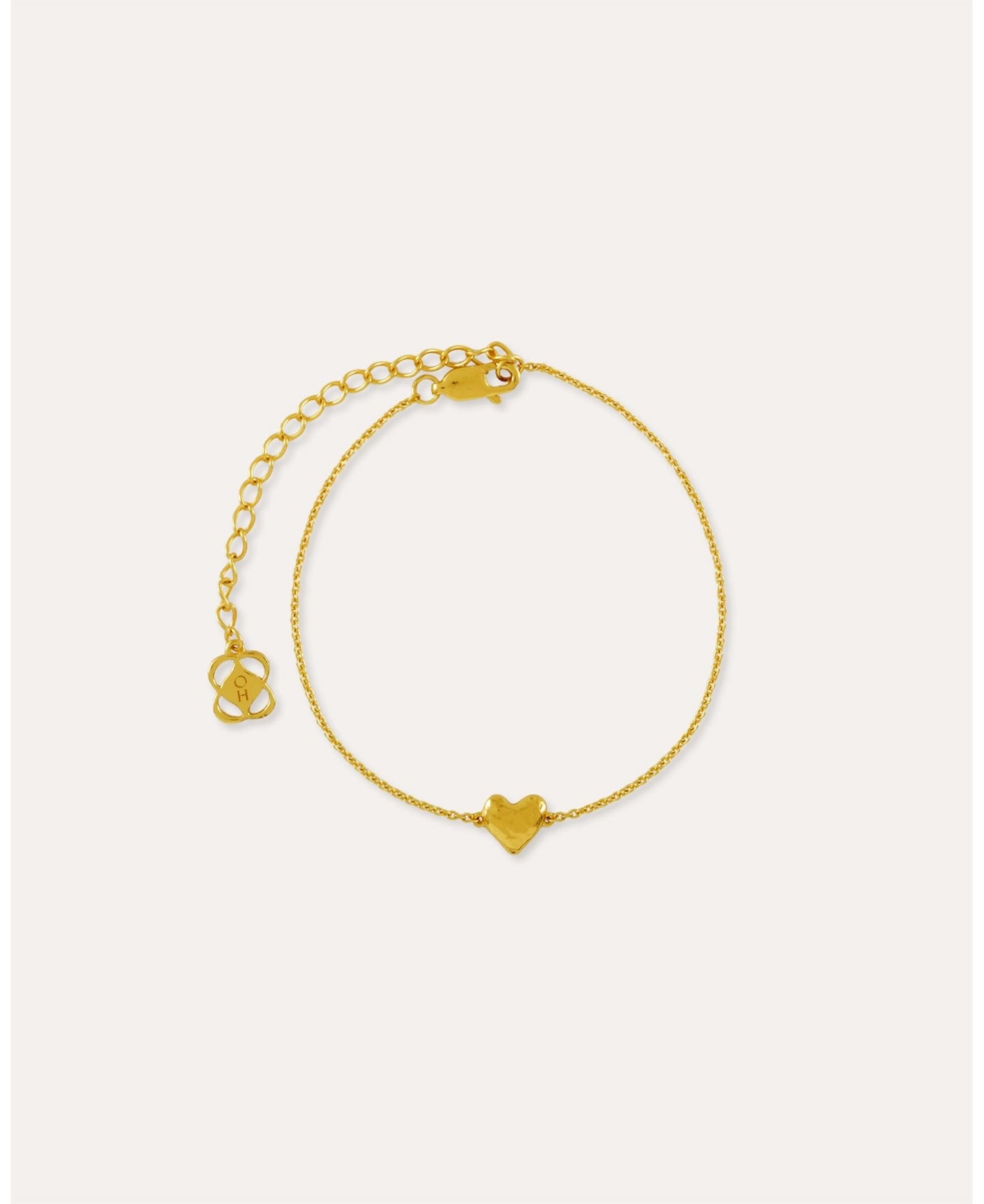 Ottoman Hands Hammered Heart Bracelet - Gold