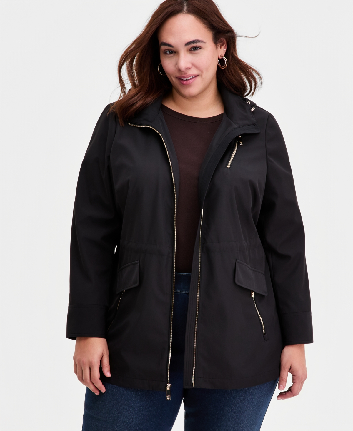 Click here for Michael Michael Kors Plus Size Zip-Front Hooded An... prices