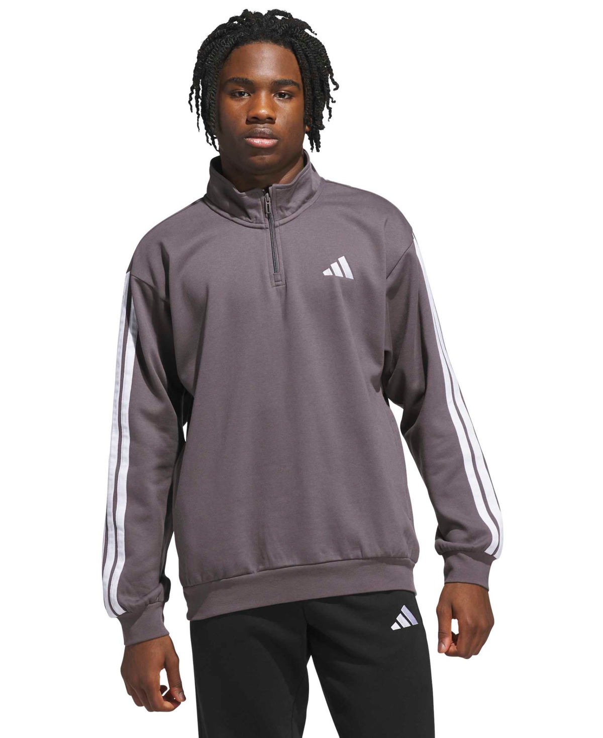 Click here for adidas Mens 3-Stripes Pull-On Sweatshirt - Gray prices