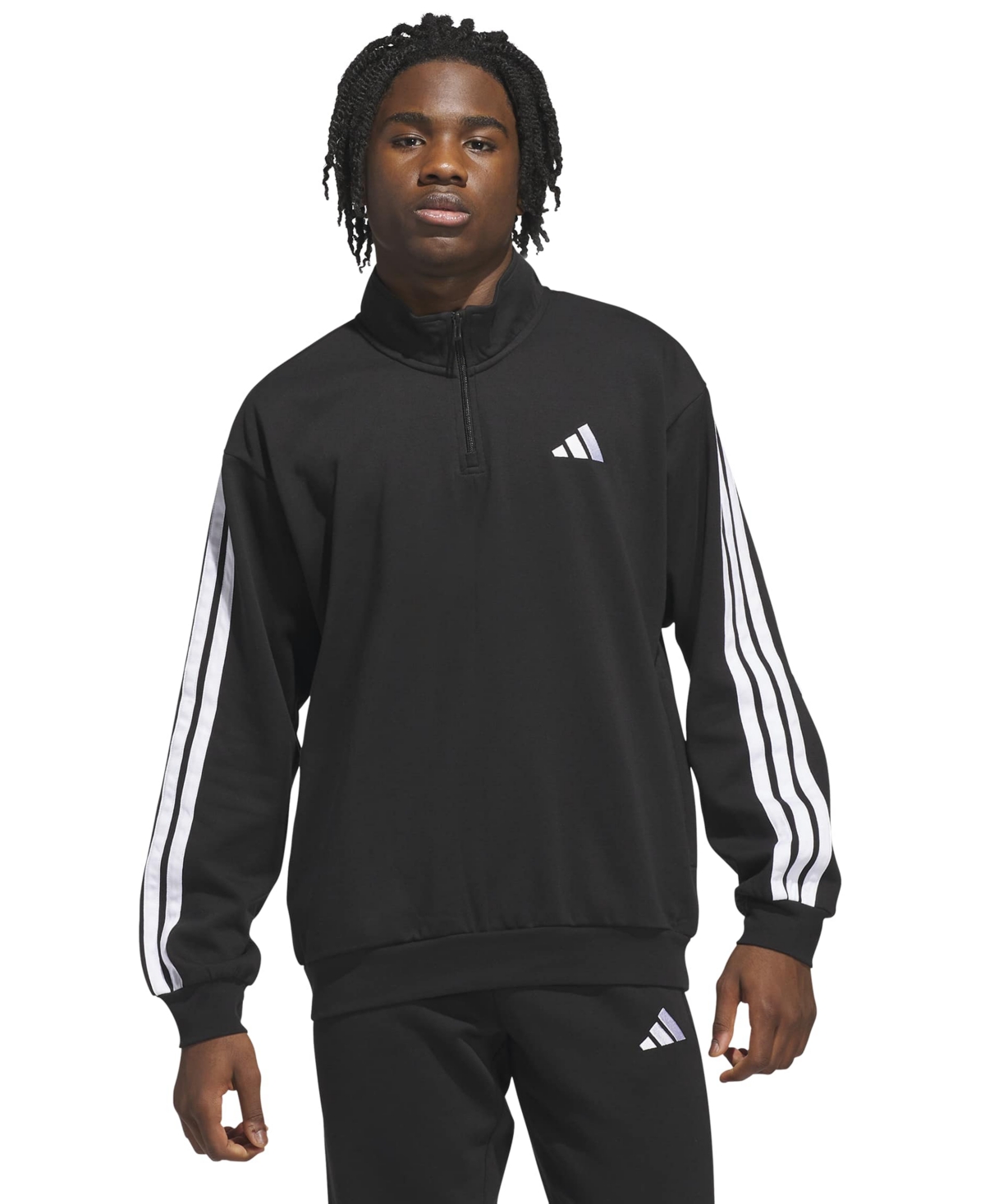 Click here for adidas Mens 3-Stripes Pull-On Sweatshirt - Black prices