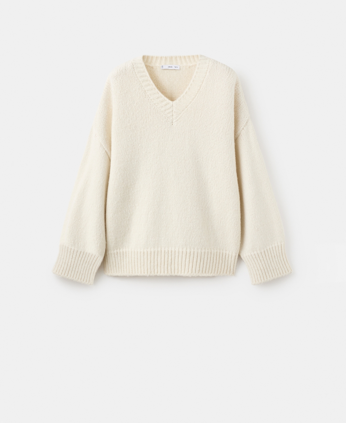 Click here for Mango Womens V-Neck Wool Sweater - Ecru prices