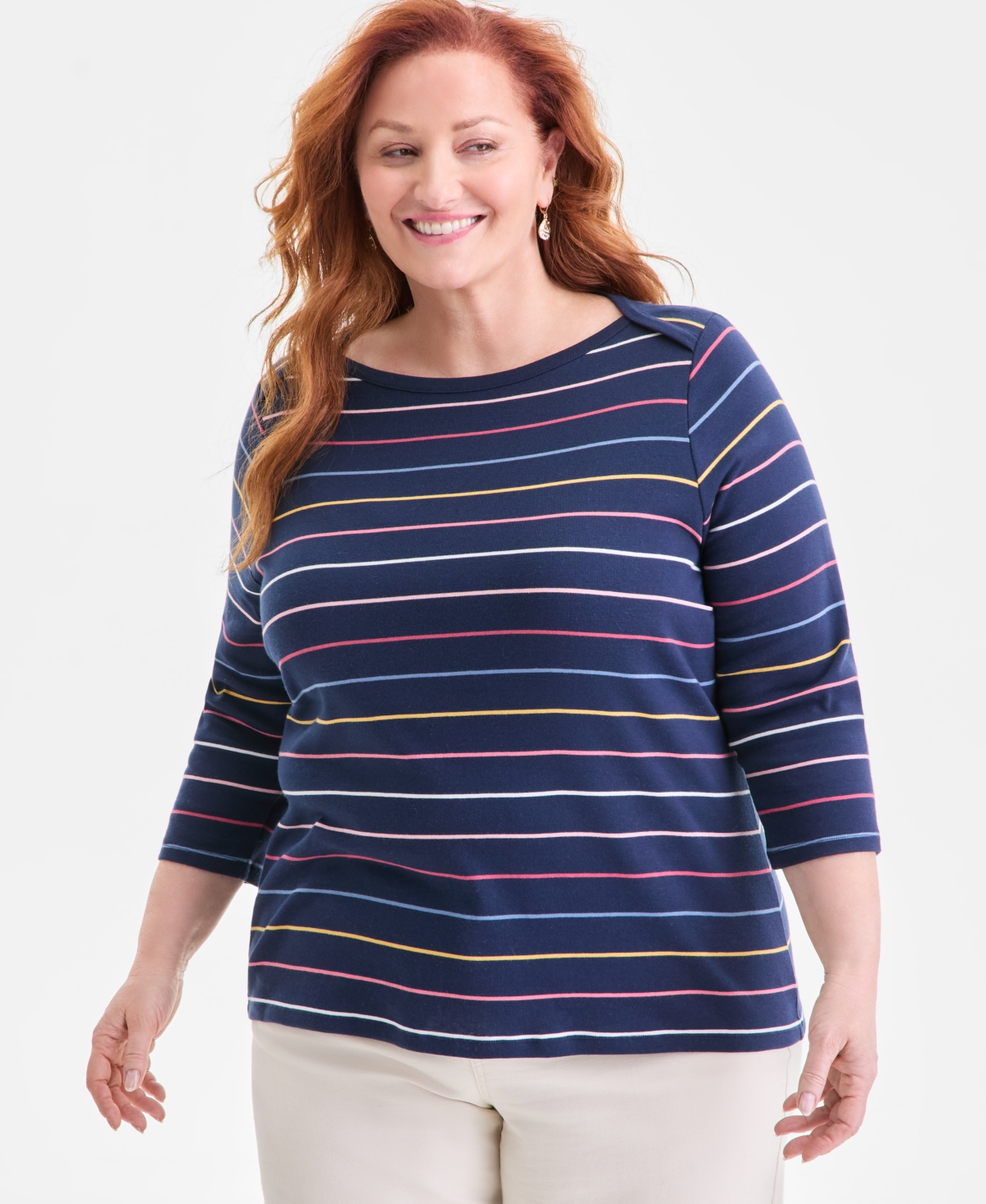Click here for Style & Co Plus Size Cotton Boat-Neck Top  Macys E... prices
