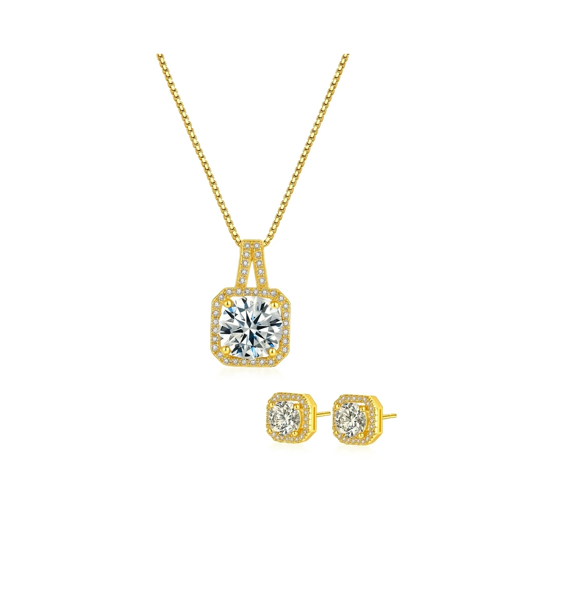 Click here for Ariana Gold Halo Necklace and Stud Earring Set - G... prices