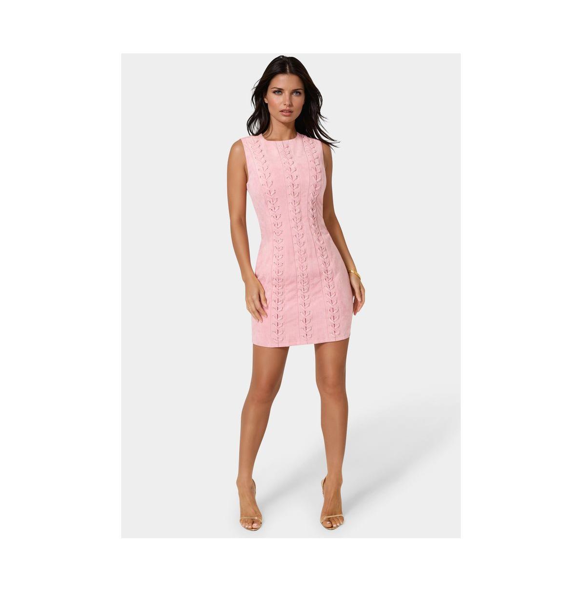 Click here for Bebe Womens Faux Suede Lace Up Mini Dress - Blush prices