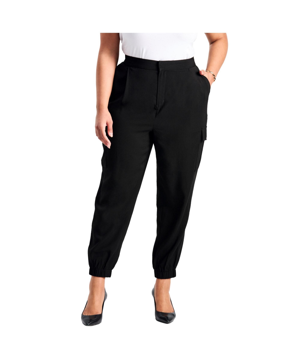 Click here for Avenue Womens Plus Size Cleo Cargo Jogger Pant - B... prices