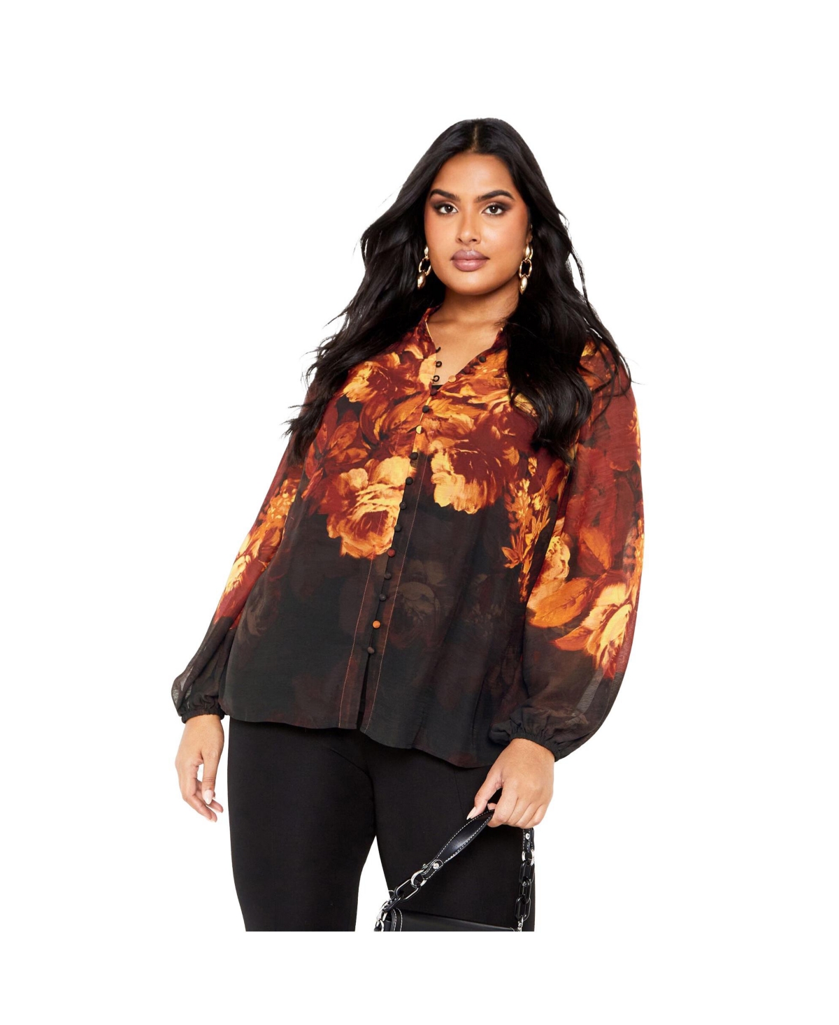 Click here for Avenue Womens Iris Placement Shirt - Black bloom prices